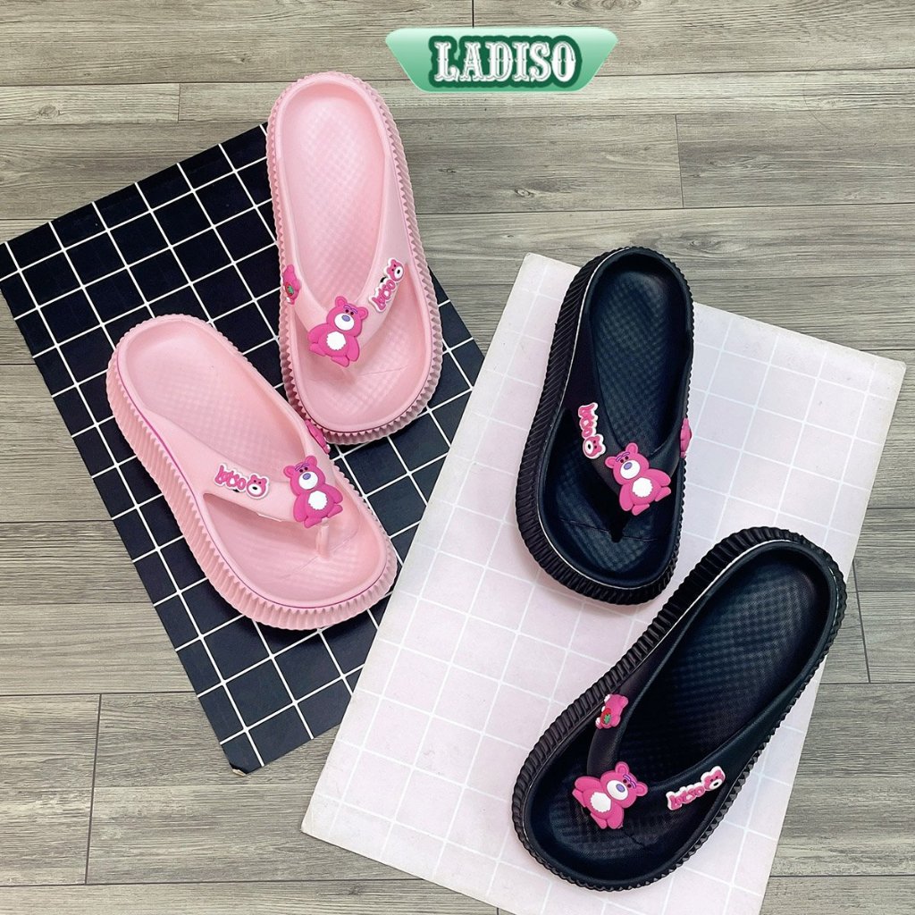 Ladiso strawberry bear strap sandals, 3p high, super cute, lightweight eva material, comfortable ...