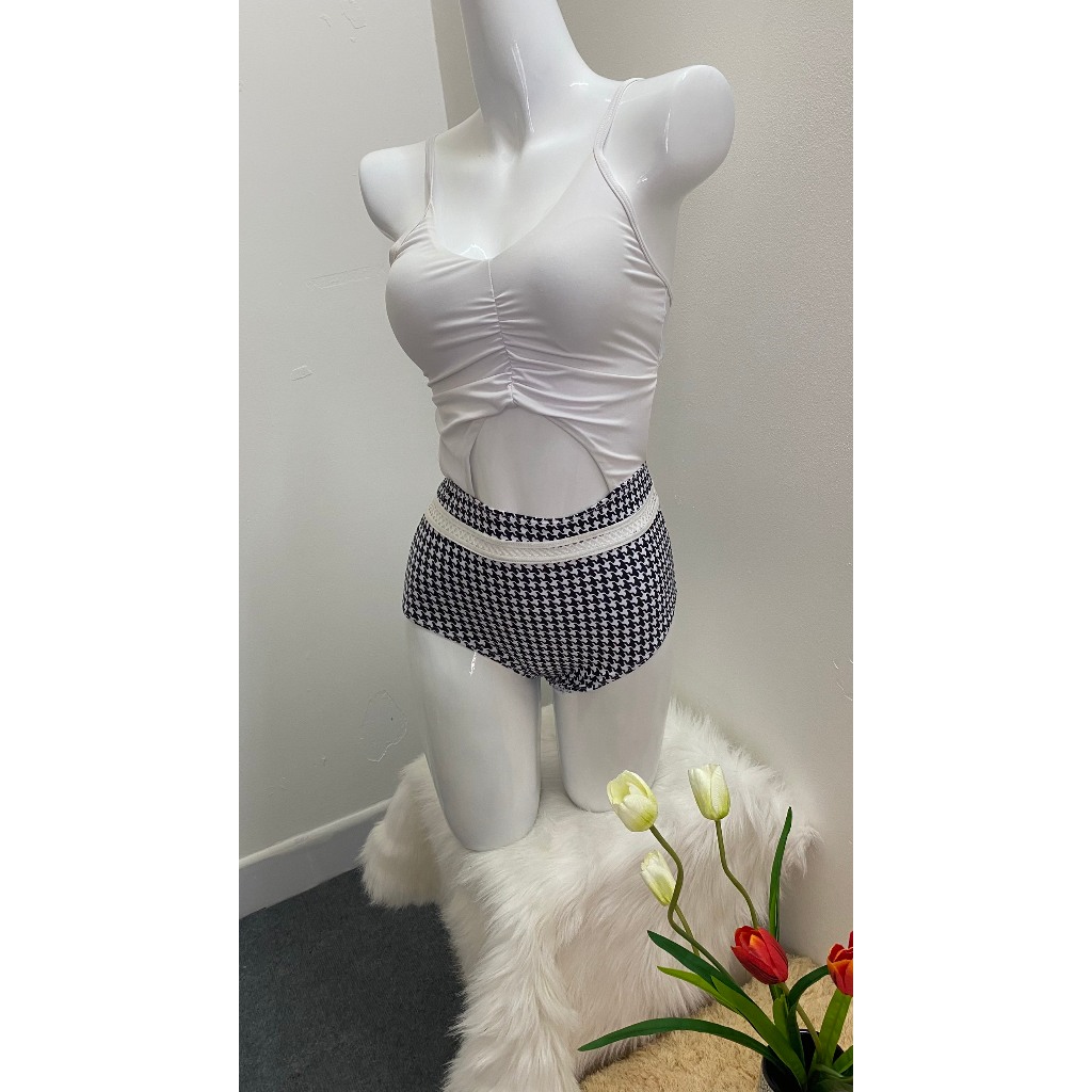 White one-piece swimsuit with zizar | Shopee Philippines