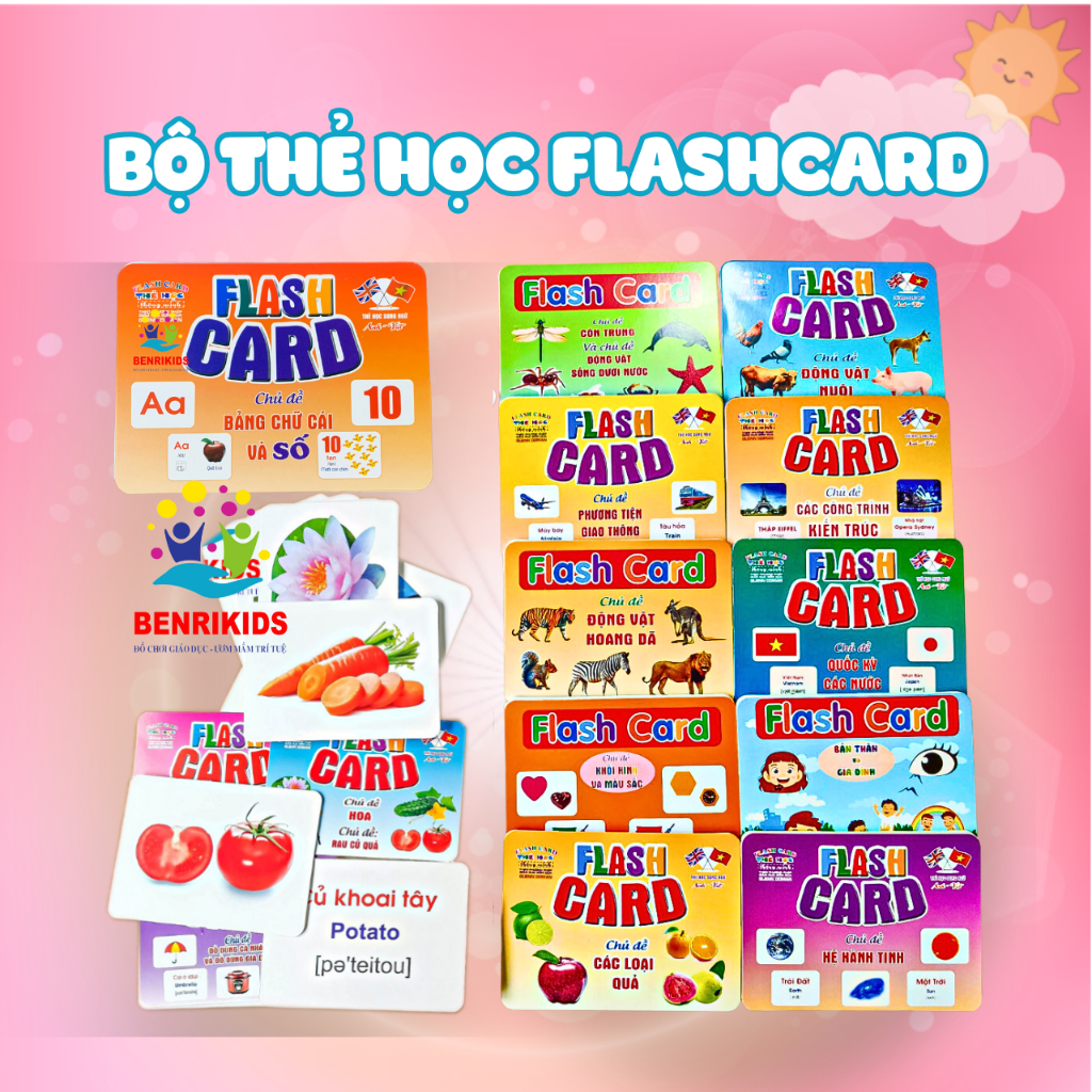 Smart Learning Card Box of 256 Bilingual Cards with 18 Vietnamese ...