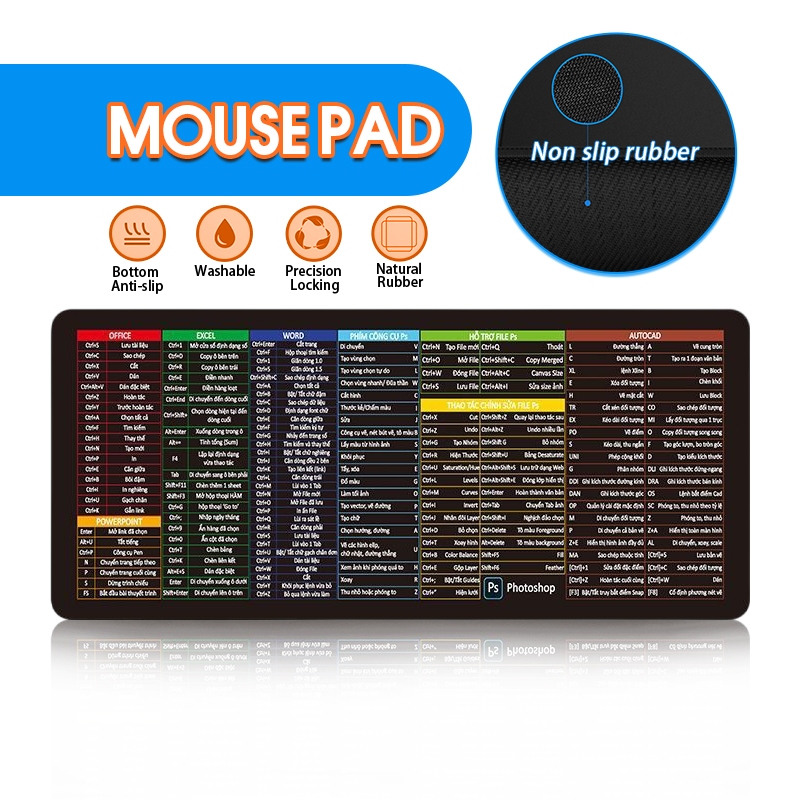 Office Shortcut Mouse Pad Large Mouse Pad 80x30, Vietnamese ...