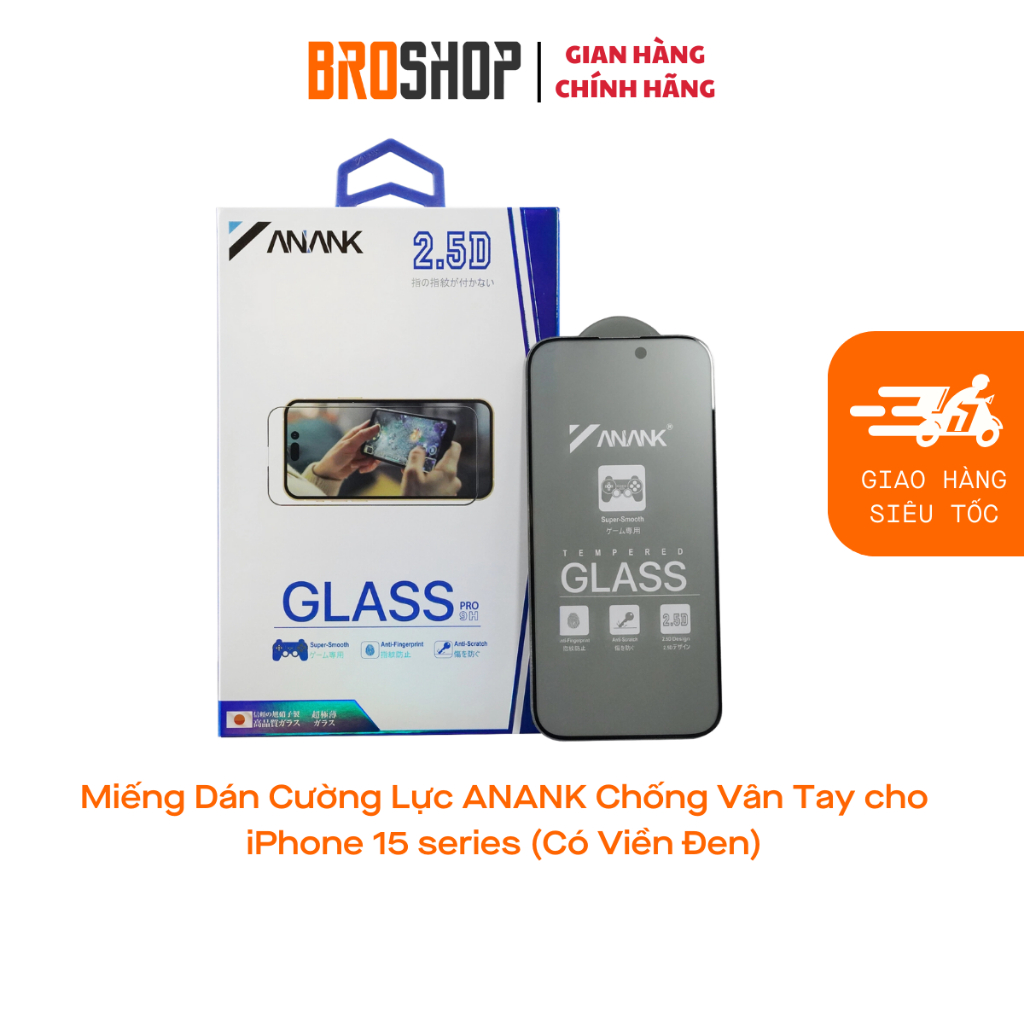Anank Anti-Fingerprint Tempered Glass for iP 15 series (With Black ...