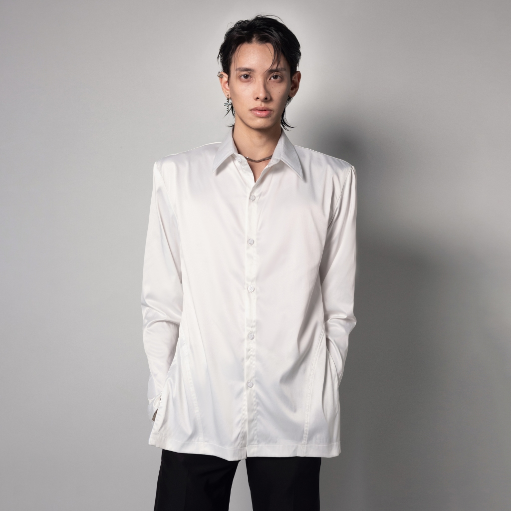 Padded SHOULDER SHIRT - ESAM SHIRT - WHITE | Shopee Philippines