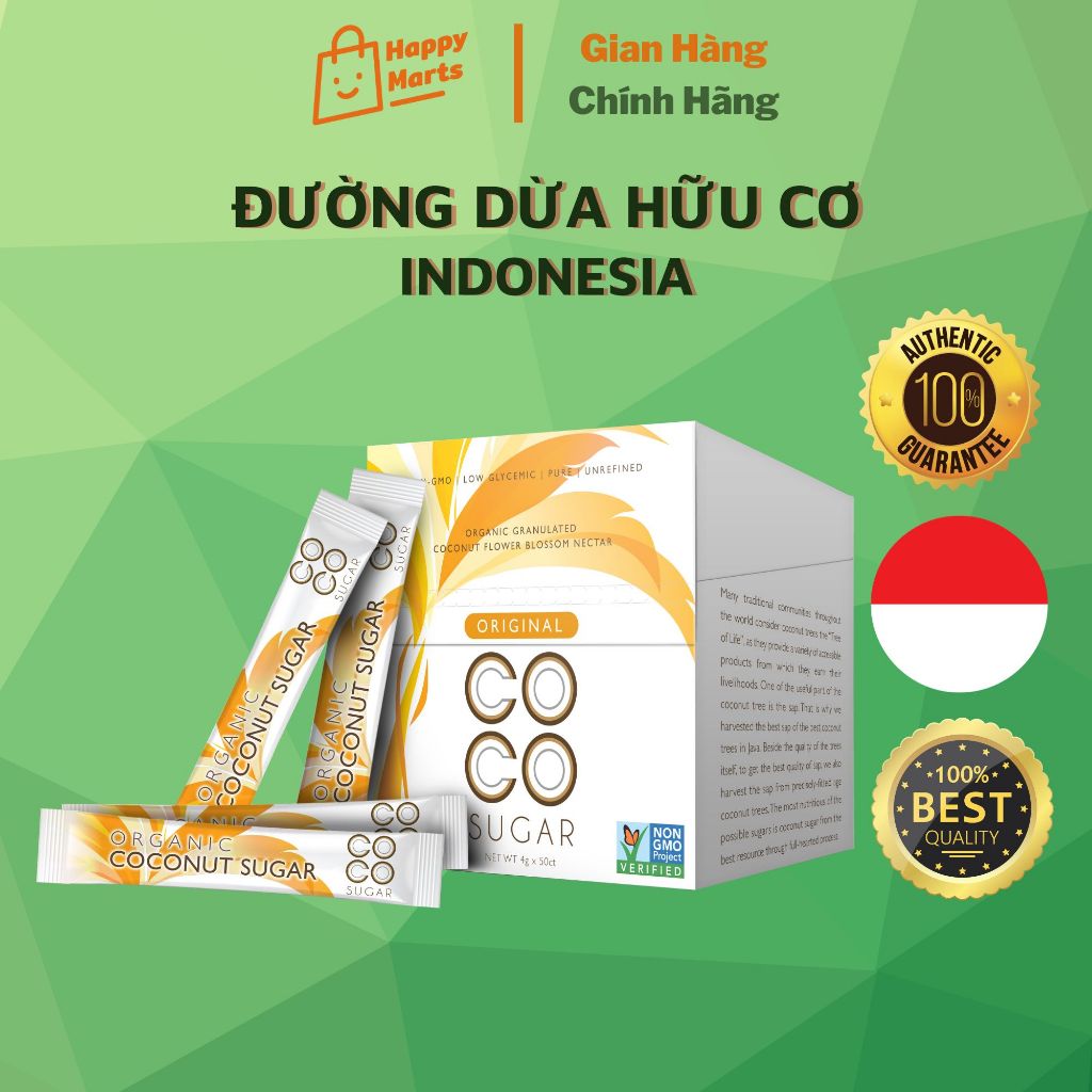 Pt COCO SUGAR organic coconut nectar SUGAR 4g (1 box x 50 packs ...