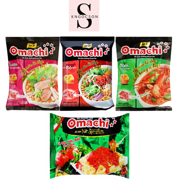 Combo of 5 packs of Omachi noodles with beef, shrimp, ribs, stir-fried ...