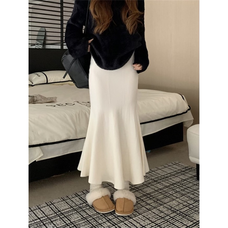 Cream Wool Fishtail Skirt (available) | Shopee Philippines