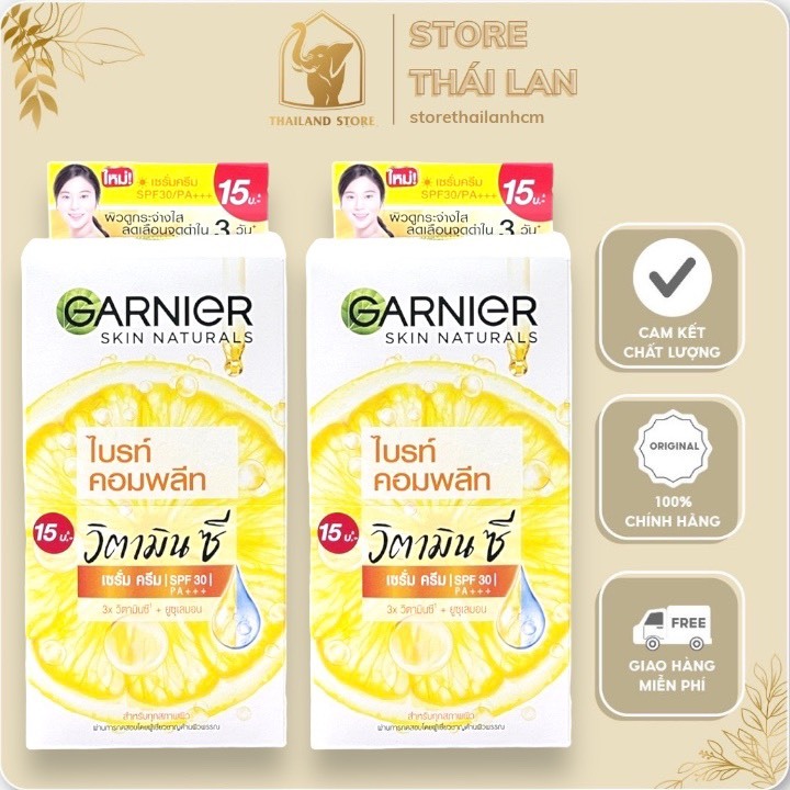 [COMBO 1 BOX OF 6 PACKAGES] Garnier Cream Sachet Vitamin C Complete 7ml ...