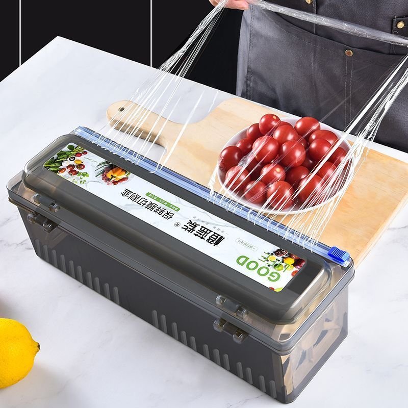 Food wrap container with convenient plastic cutting blade for the ...