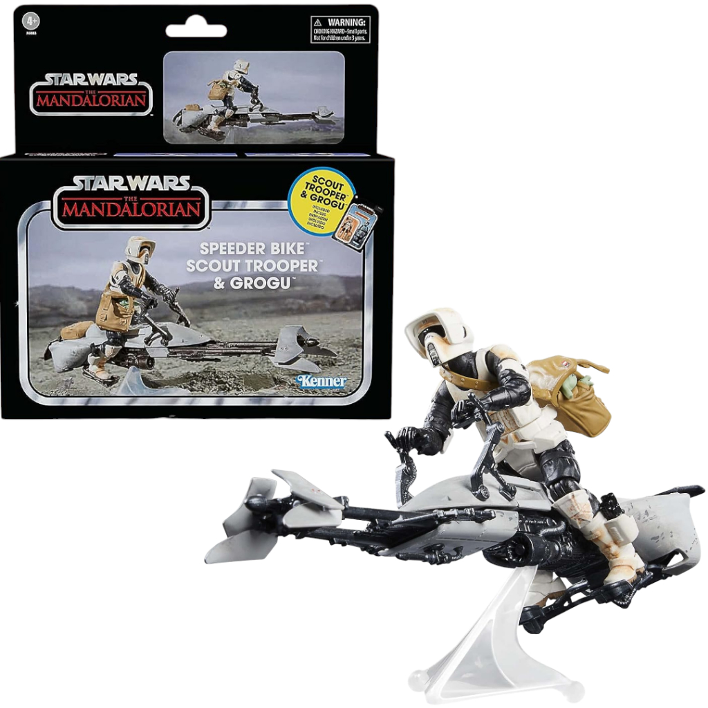 Star Wars The Vintage Collection Speeder Bike, Scout Trooper & Grogu Genuine Hasbro Figure ...