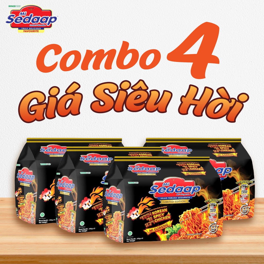 Combo 4 Lots 20 Packs Sedaap Instant Noodles Korean Spicy Chicken ...