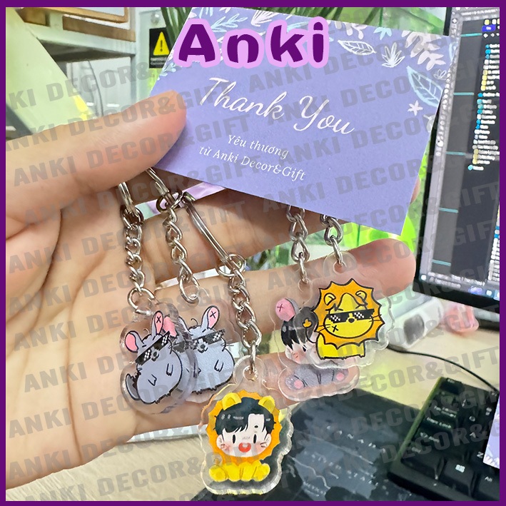 GEMINIFOURTH mini keychain, cute chibi mica keychain, gift keychain ...