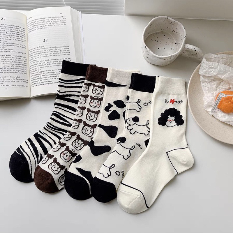Zebra-dairy cow-cartoon socks and socks Set | Shopee Philippines