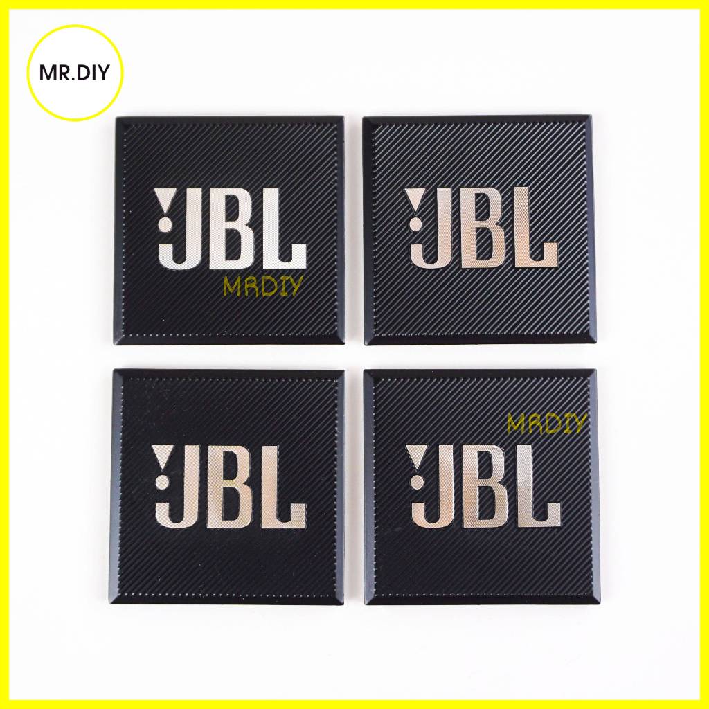JBL Logo Scratched Aluminum 50 x 50mm High Quality Speaker Box Sticker ...
