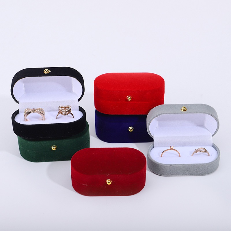 [HN2A] Elliptical double ring box - High-quality velvet-covered jewelry ...