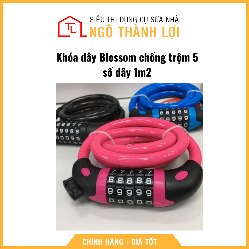 Blossom anti-theft rope lock 5 numbers 1m2 in many colors for ...