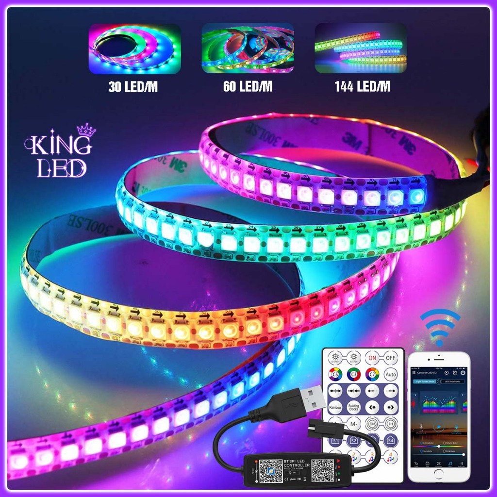 1 Meter Argb Ws2812b Chasing Led Strip With Music Wave Sensor