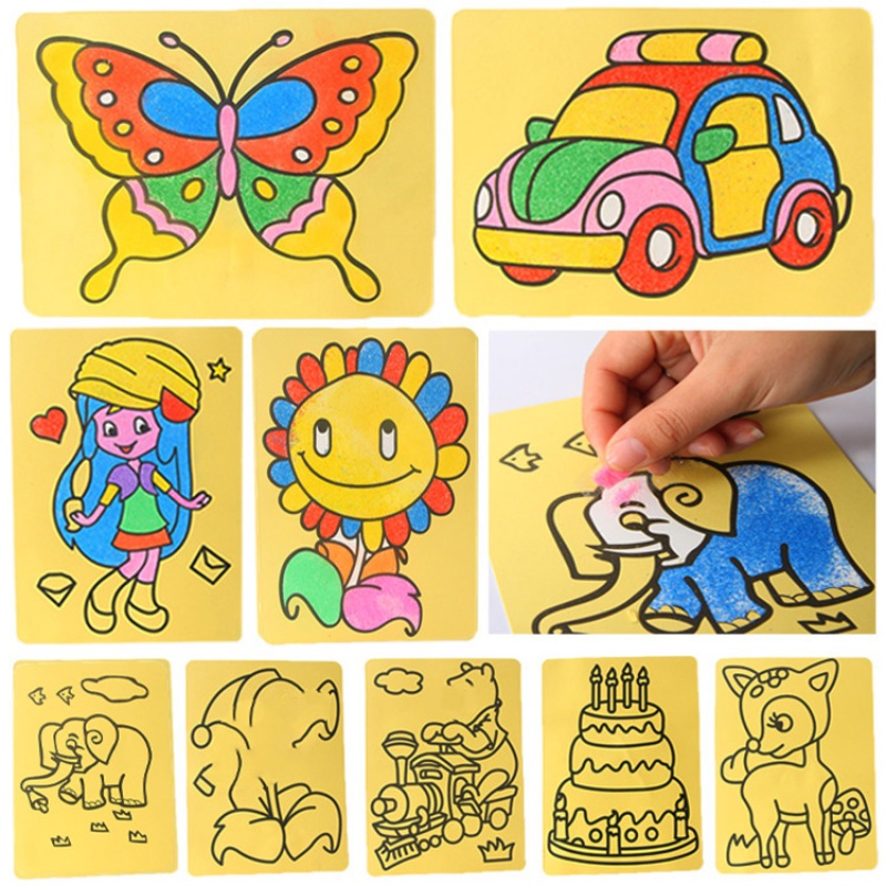 Smart sand coloring pages with diverse models for children to practice ...