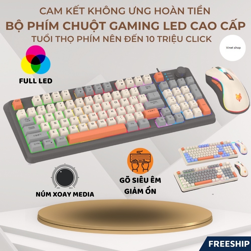 Xunfox K820 94-key gaming keyboard and mouse set with beautiful 7-color ...