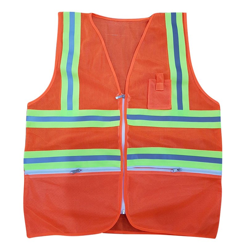Reflective mesh shirt WITH POCKETS 3M style in ORANGE color. 3-zip mesh ...