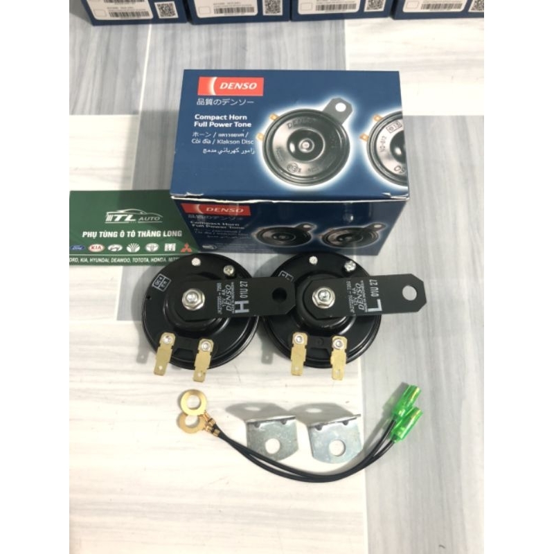 Genuine DENSO 12V car disc horn (complete with pins and connector ...