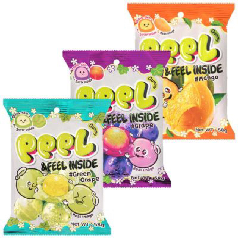 Korean peel jelly Candy 3 Flavors Mango / Green Grape / Purple Grape ...