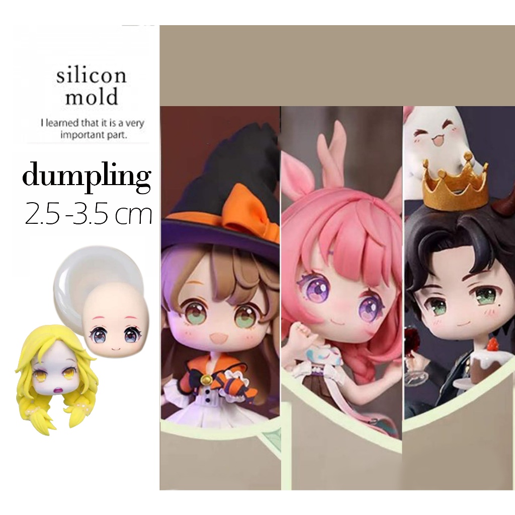Dumpling silicone mold for molding clay DUMPLING face chibi bjd ...