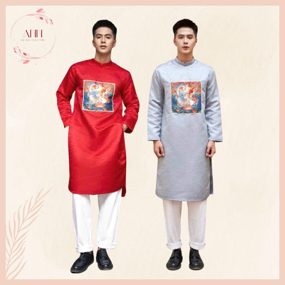 Innovative men's ao dai with beautiful form tafta material standard ...