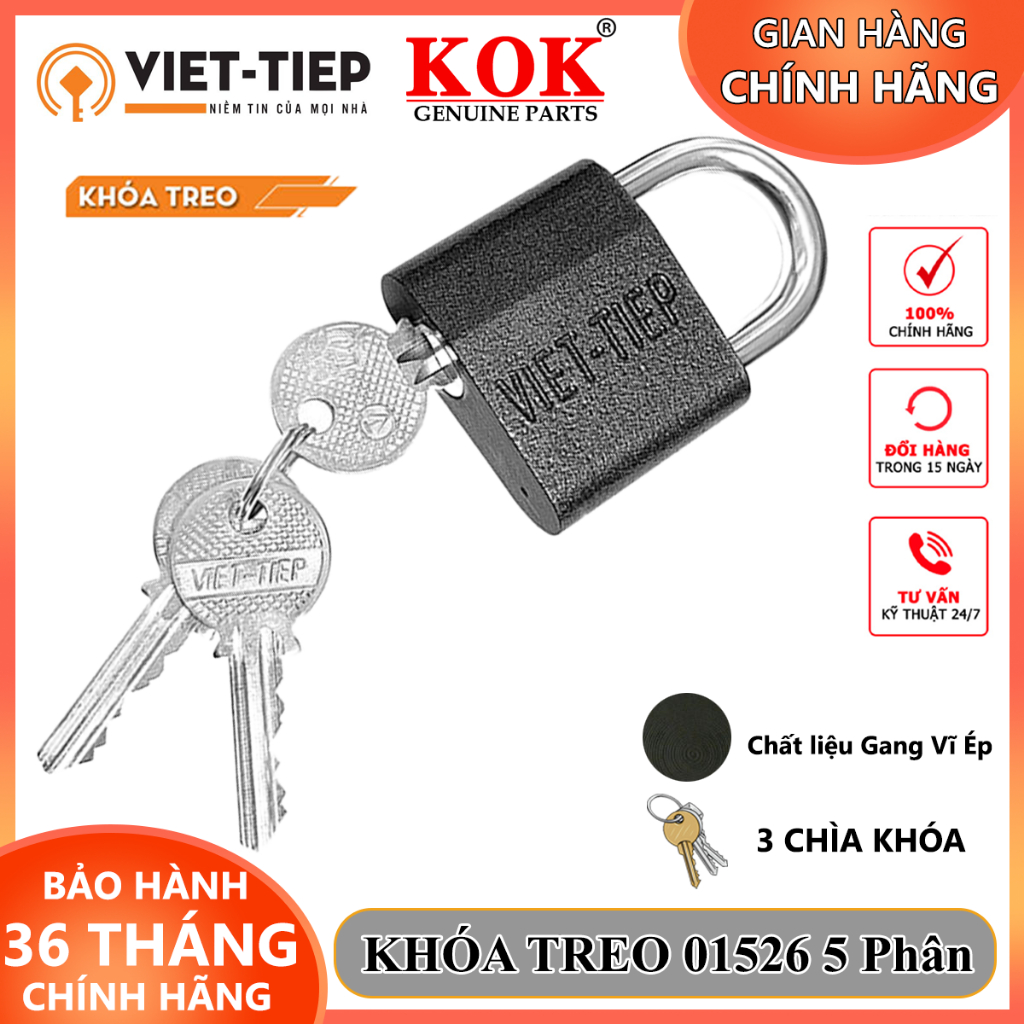 Viet Tiep hanging lock 01526 black cast iron anti-theft lock, 5-inch ...