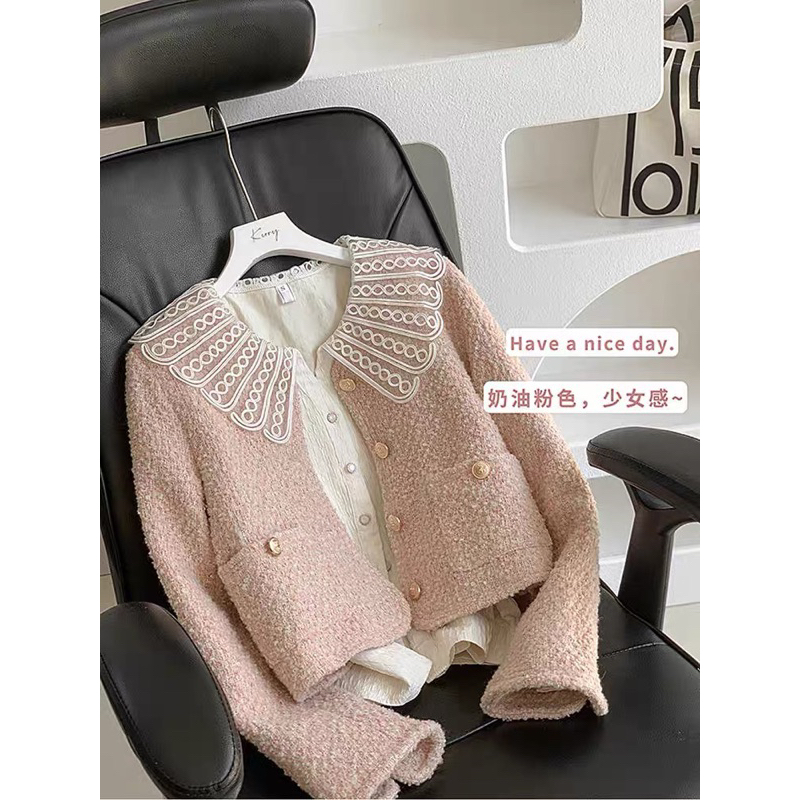 Korean Nertro style light pink tweet coat (real photo is the last photo ...