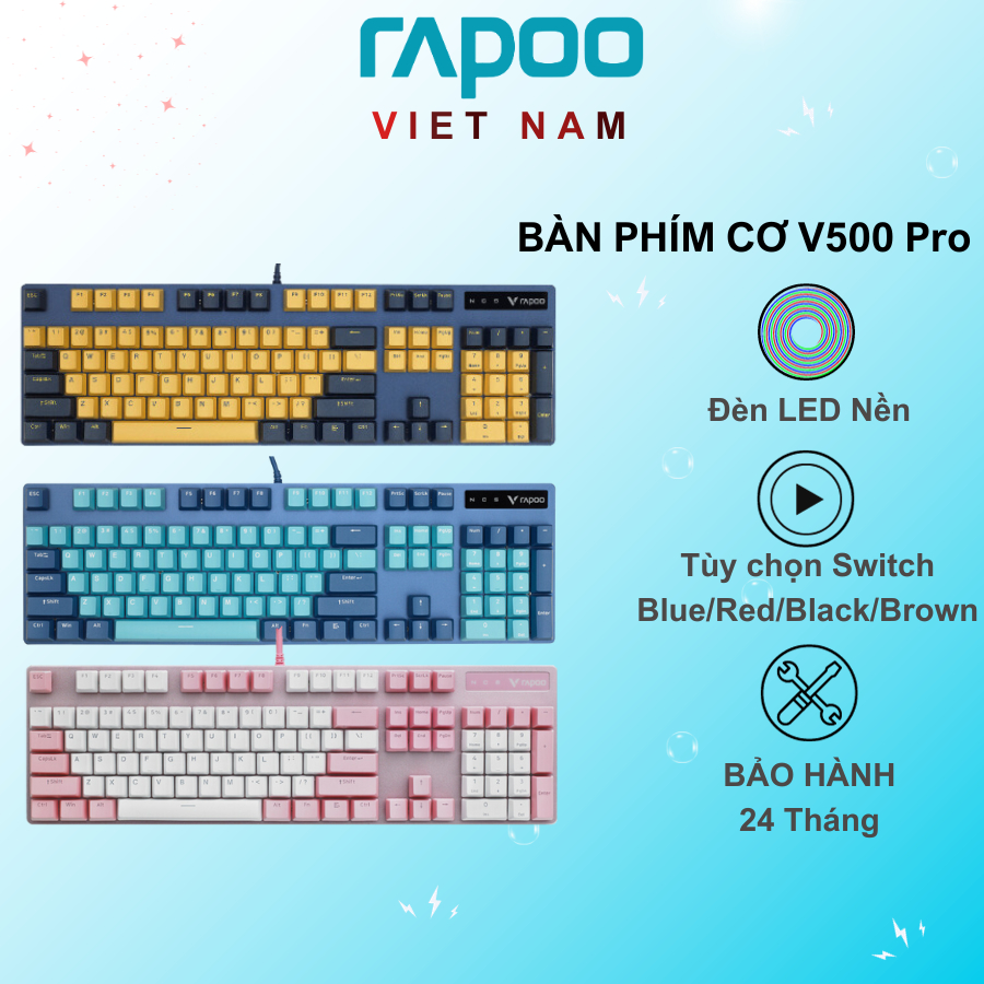 Rapoo V500 Pro Yellow Blue Mechanical Keyboard (Rapoo Switch) | Shopee Philippines