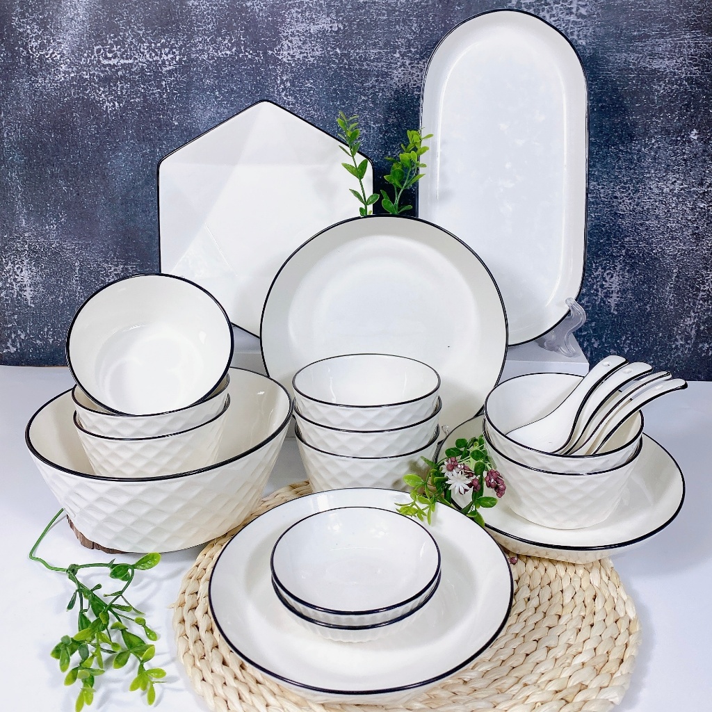 Separate Set of High Quality White Porcelain Cups and Plates with ...