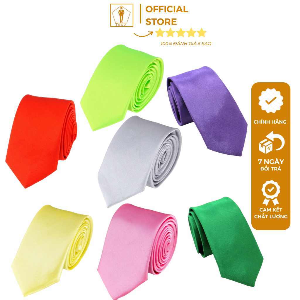 Traz Korean style 7 8cm solid color tie, shiny tie, men's and women's ...