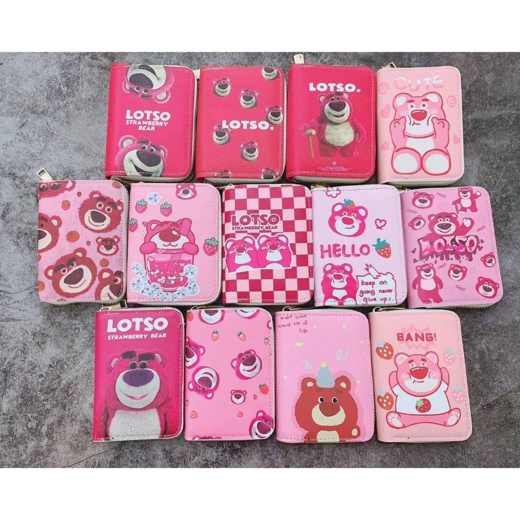 Cute Strawberry Bear Wallet, Strawberry Bear Short Wallet Multiple ...