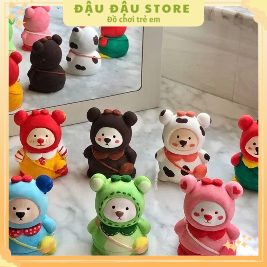 Set of 10 super cute Mini bear figurines with paint and 2 Dau Dau Store ...