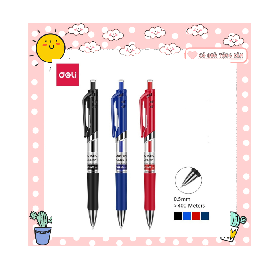 Deli S01 gel ballpoint pen 0.5mm nib with press tip | Shopee Philippines