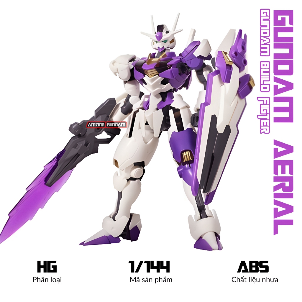 Hg Gundam Aerial Assembly Model (purple), 1/144 Gunpla, Plastic Model ...