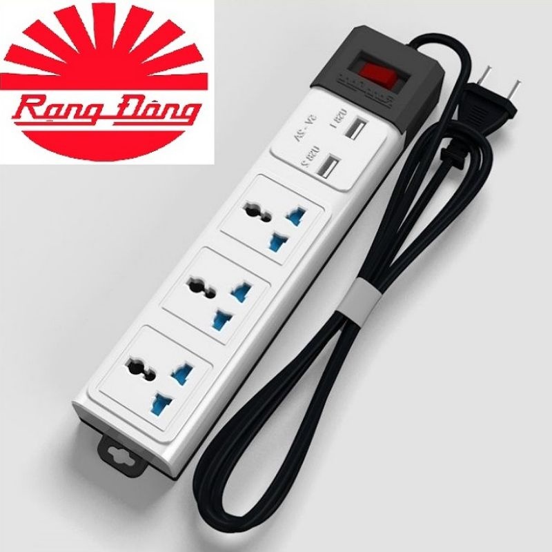 Rang Dong multi-purpose power outlet has 2 USB ports, 2500W high load ...
