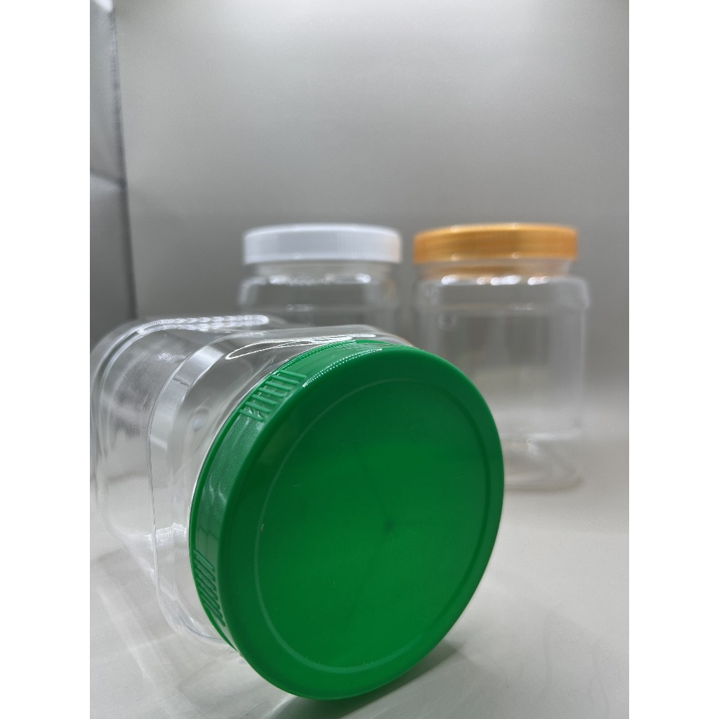 Square PET PLASTIC JAR 900ML (A036) WHITE LID FOR FOOD STORAGE | Shopee ...
