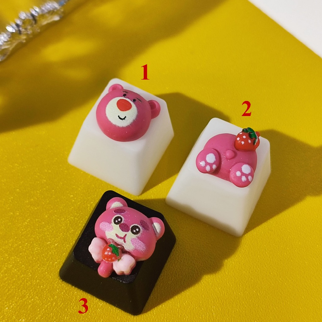 Super cute Strawberry Bear keycap, lovely cartoon keycap | Shopee ...