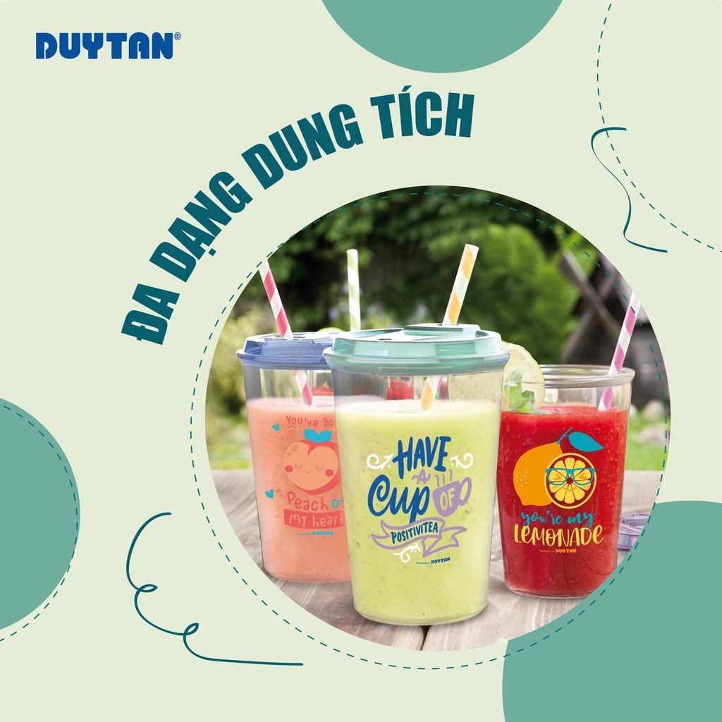 Duy TAN Clear Plastic Cup 600ml - 800ml | With Straw Cover - Safety Cover (Random color delivery ...