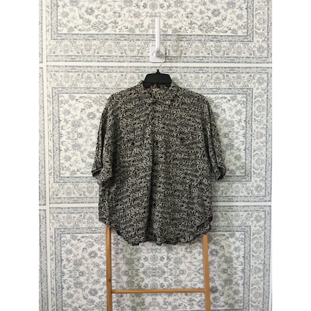 Big form freesize Shirt With Dark Gray Pattern | Shopee Philippines
