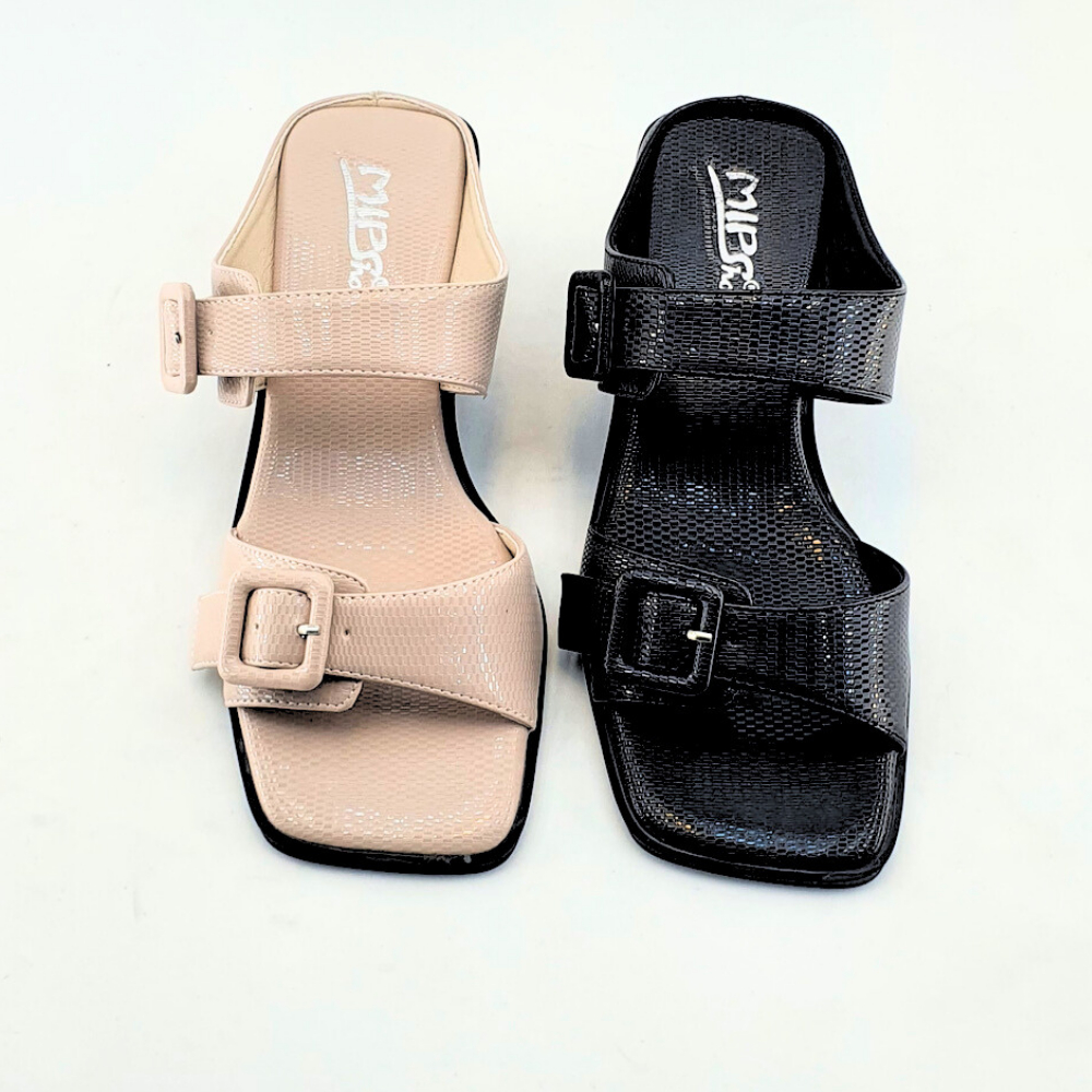 Women's boat clogs with mesh straps and square buckles, 5cm high heels ...