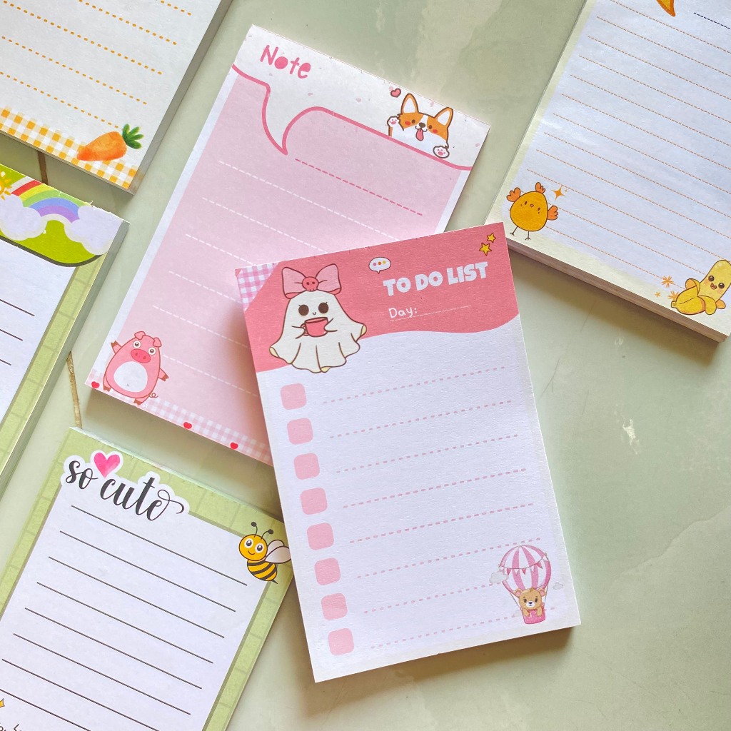 Notes paper, planning check list, cute NO GLUE on the back, pink ...