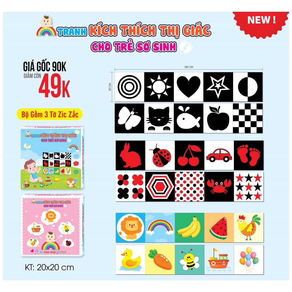 Visual stimulation picture set for infants 0-1 years old (zig zac ...