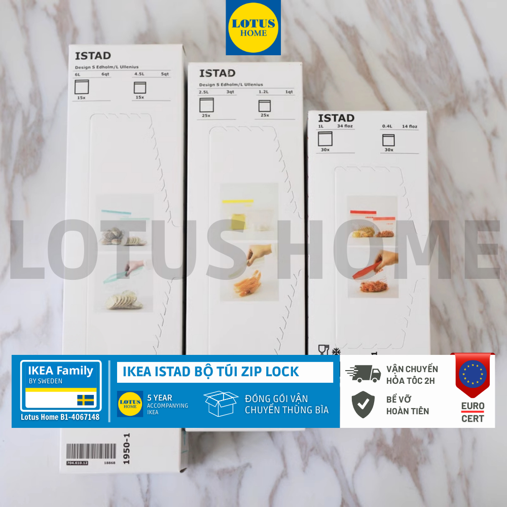 Ikea IKEA ISTAD 50 zip lock bag box (2,5L + 1,2L), 30 (6L + 4.5L) new ...