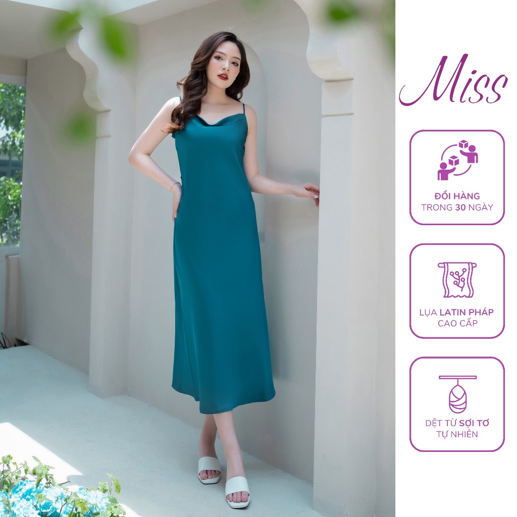 Miss's fashion two-strap silk dress with drop neck, high-quality latin ...