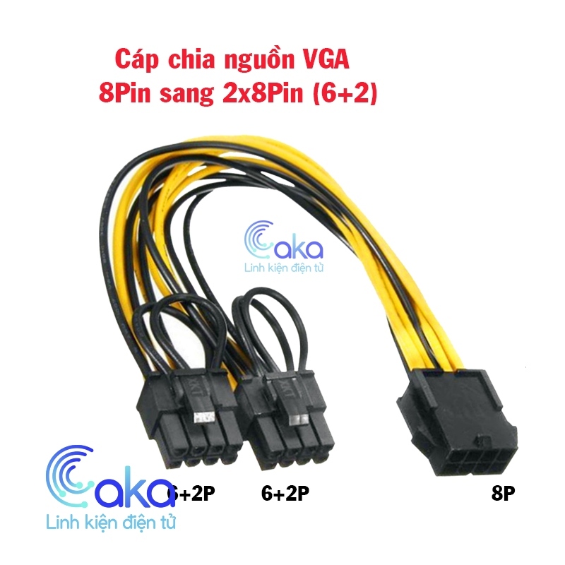 8 Pin VGA Card Power Splitter Cable to 2 8 Pin Heads (6+2) - Power ...