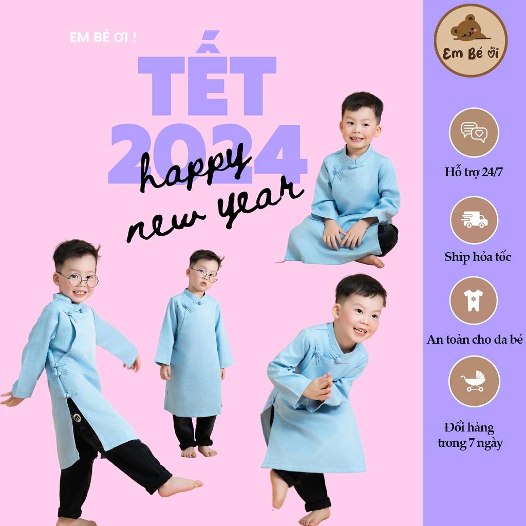 Ao Dai CNY Boys, Traditional Tet Clothes For Babies, bamboo Ao Dai ...
