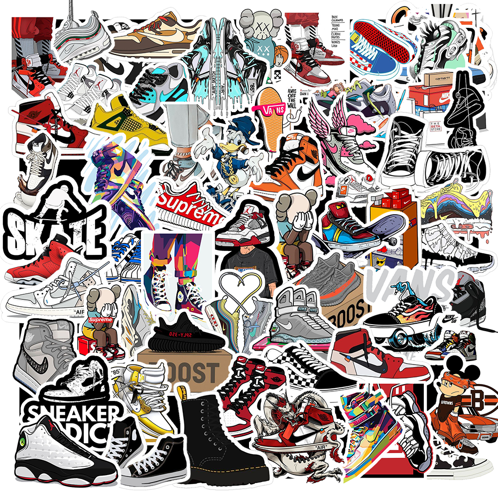 Set of 50 Sneaker Laptop Stickers, Jordan Sports Shoe Stickers, Af1 ...