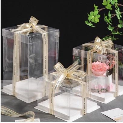 Clear mica box for white base cakes in many sizes (No ribbon included ...