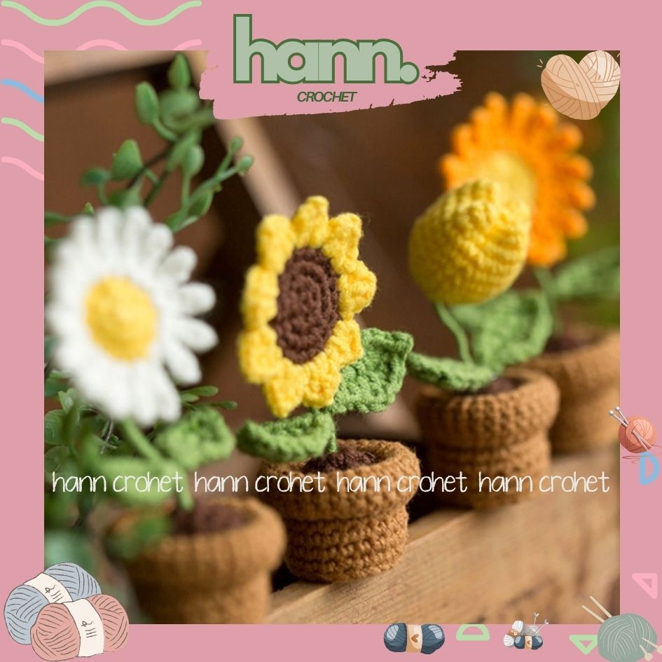 Handmade wool flower pot, decorative Hann crochet gift | Shopee Philippines